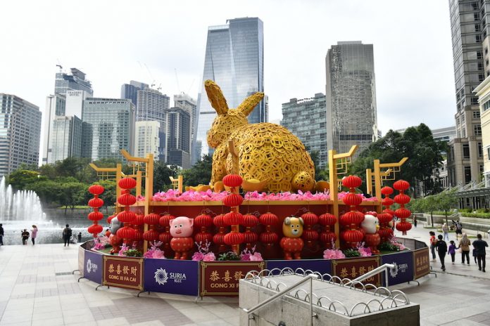 Malaysia’s Biggest Rabbit Replica made of Gold Coins Hop at Suria KLCC ...
